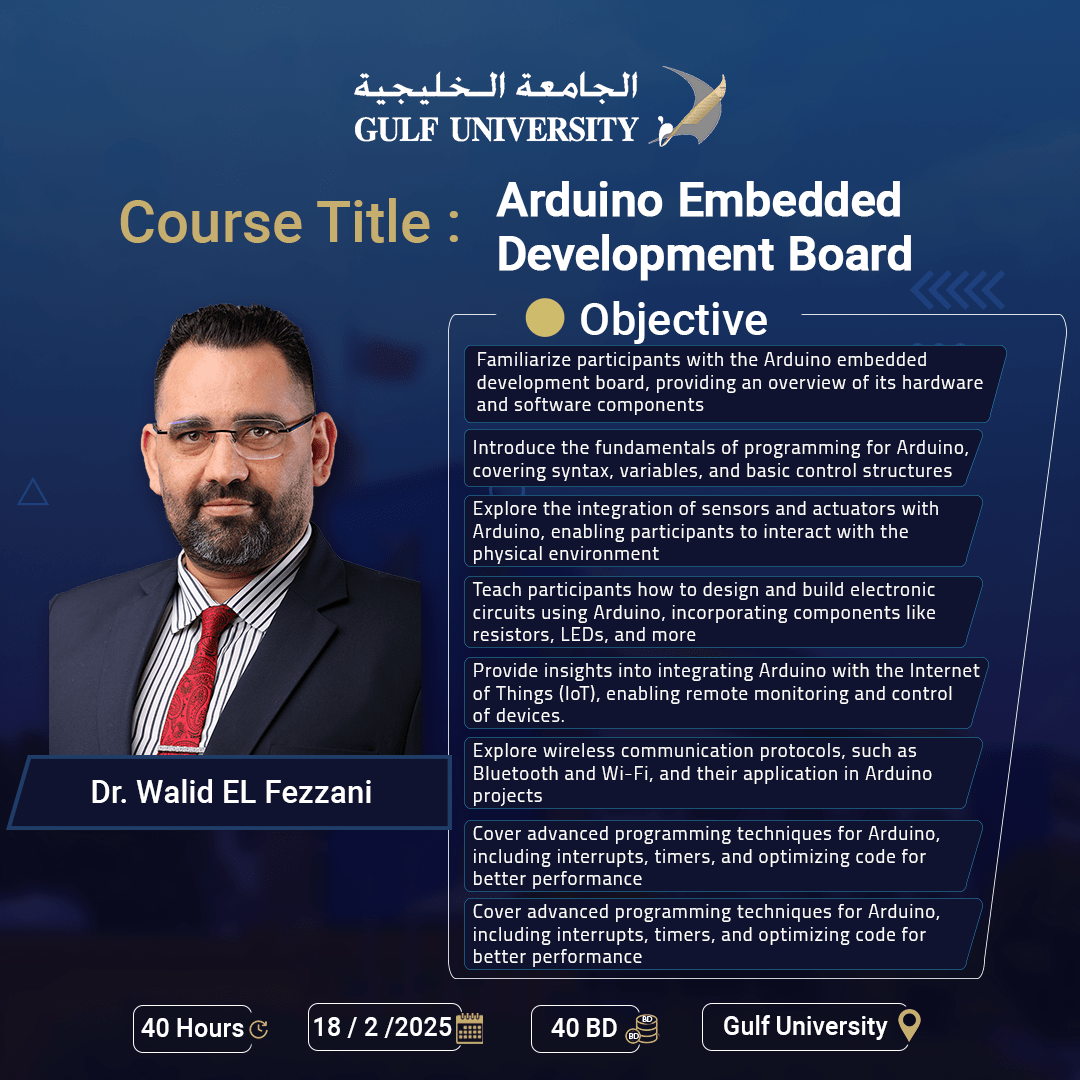 Arduino Embedded Development Board - Gulf University, Kingdom of Bahrain